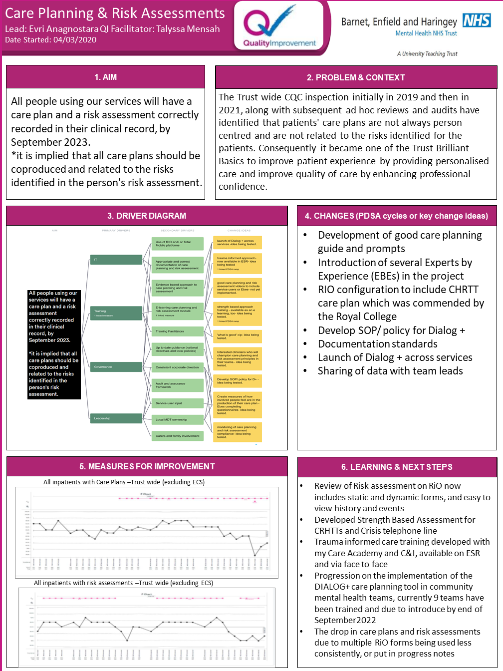Care Planning & Risk Assessments | NLFT QI